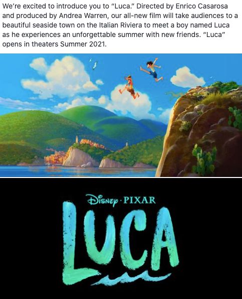 Pixar have confirmed Luca - Summer 2021 | Scrolller