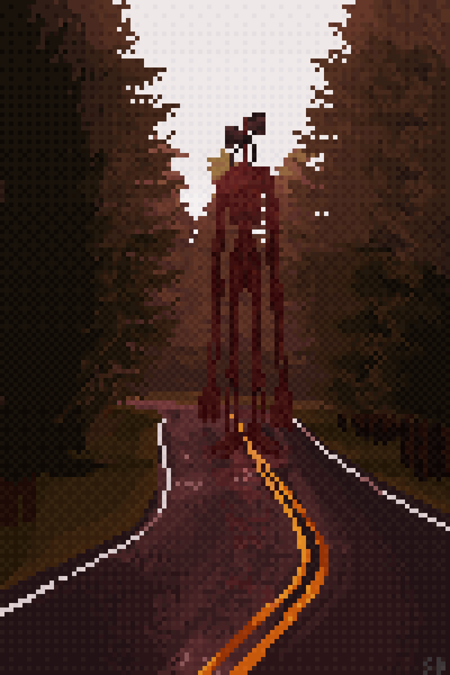 Pixel art of siren head captured in a forest | Scrolller