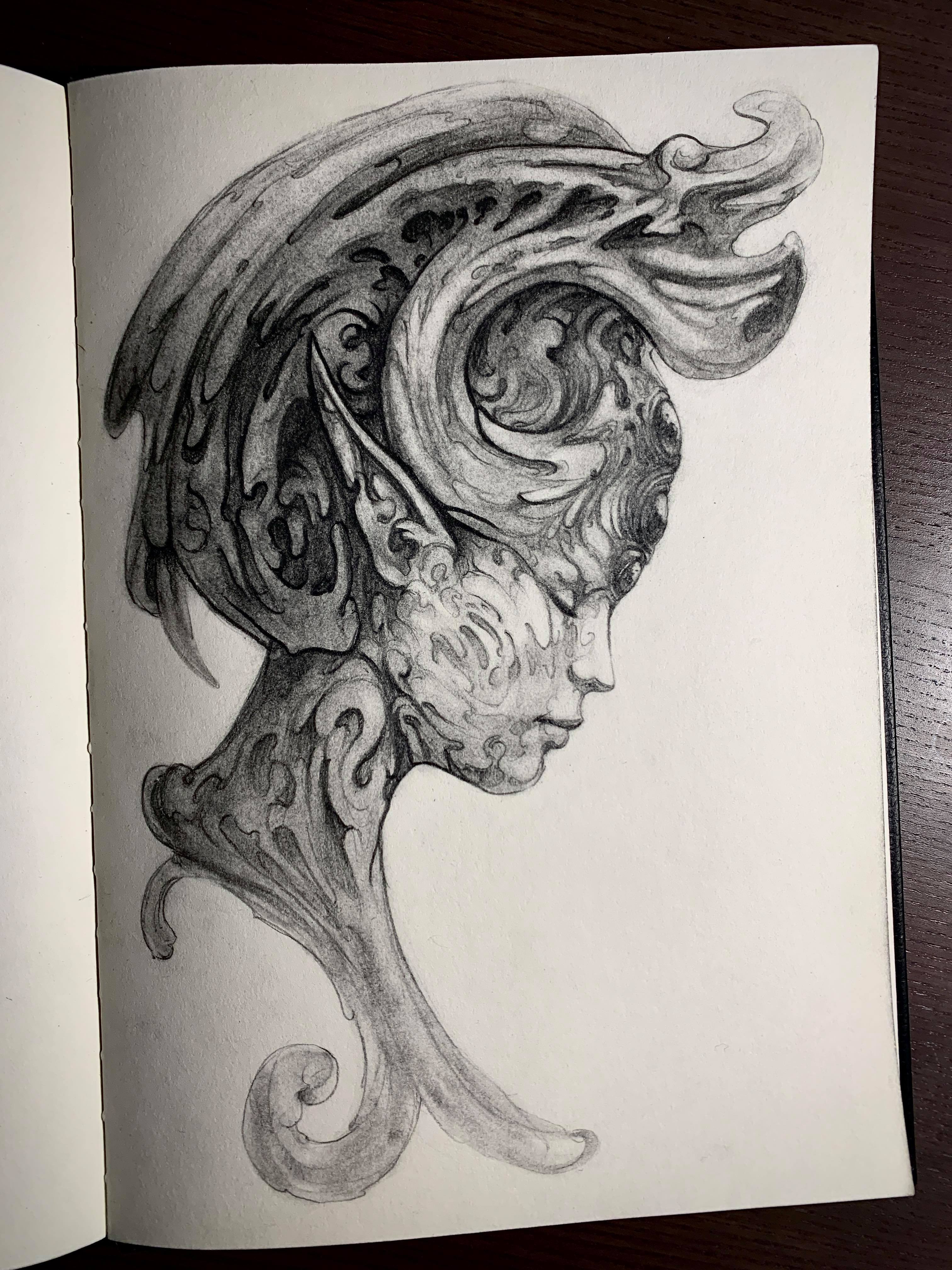 Portrait experiment, Me, Graphite, 2021 | Scrolller