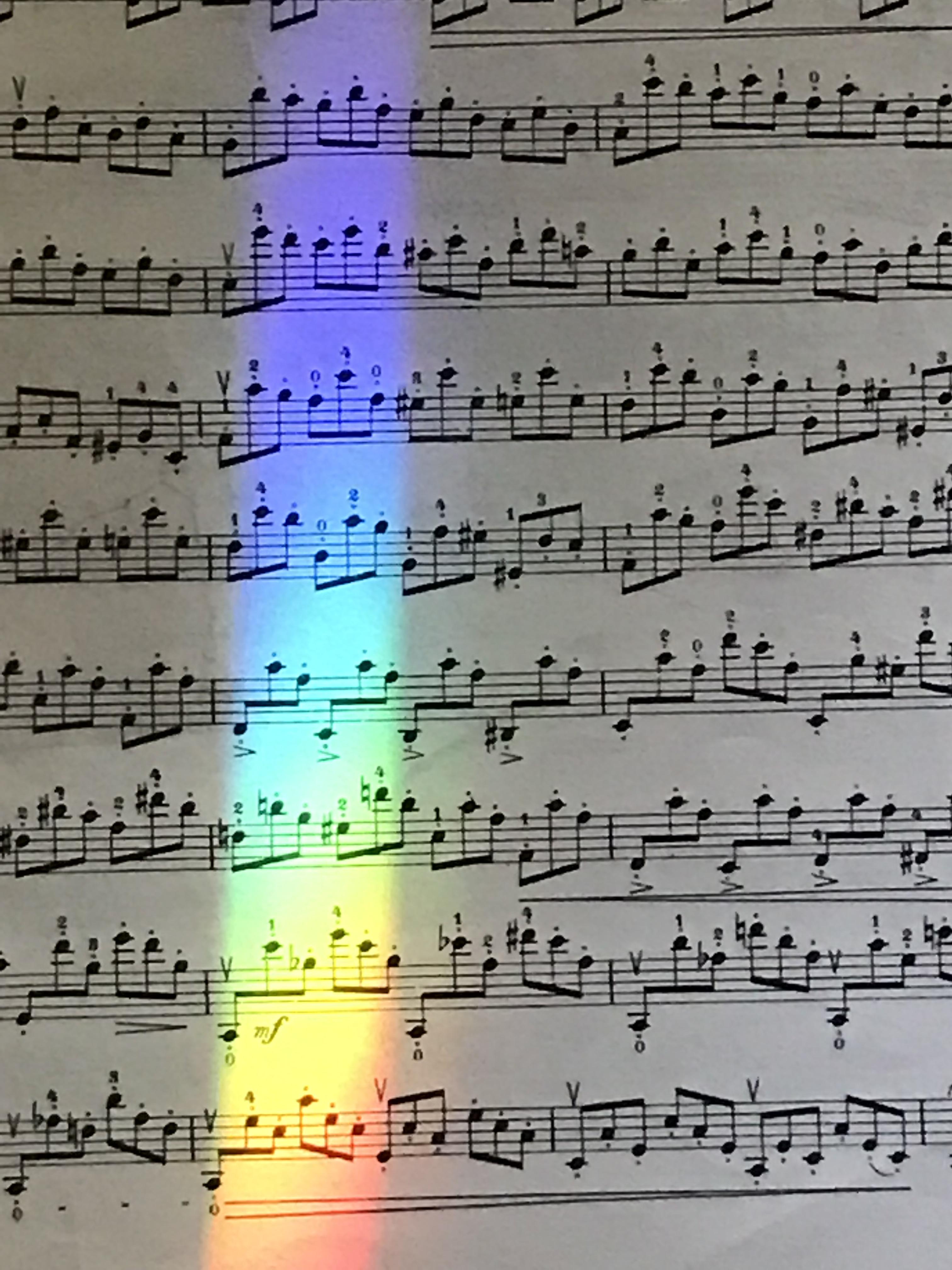 Prism rainbow cast on sheet music | Scrolller