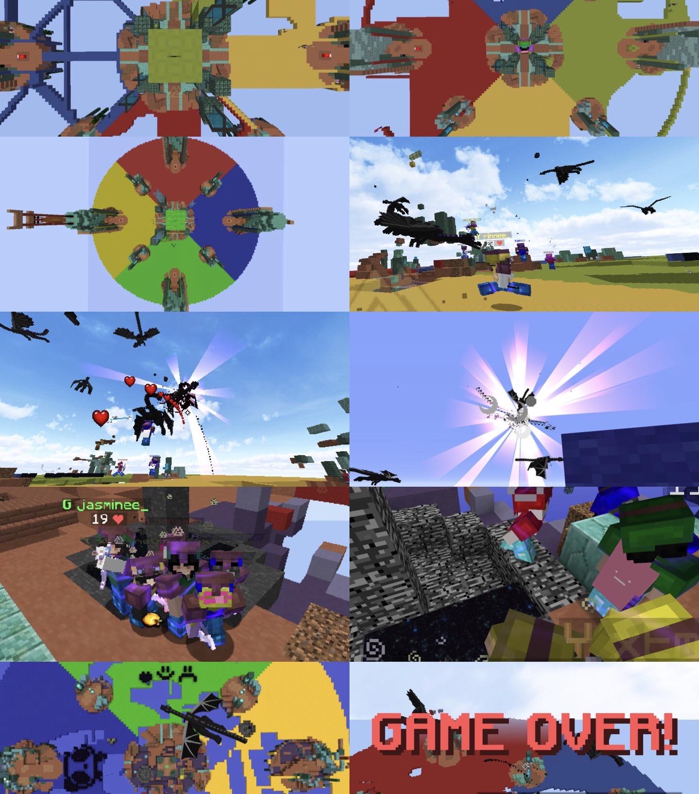 Pt.2 We filled the whole bedwars map with wool and some pixel art, then killed 2 ender dragons ...