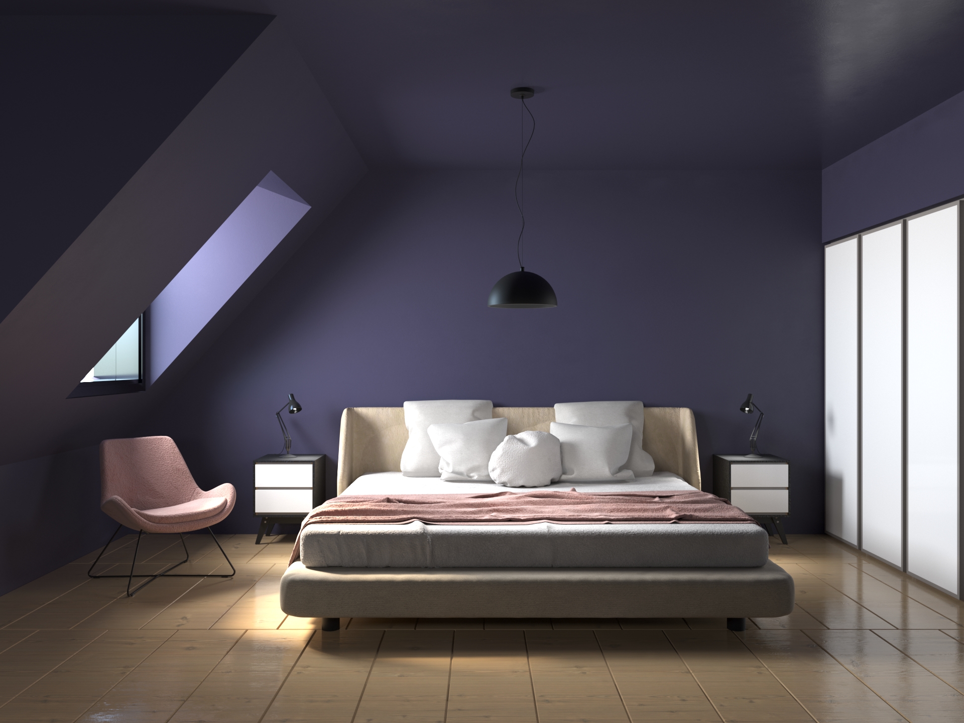 Purple Bedroom | 3dsMax + Corona | Scrolller