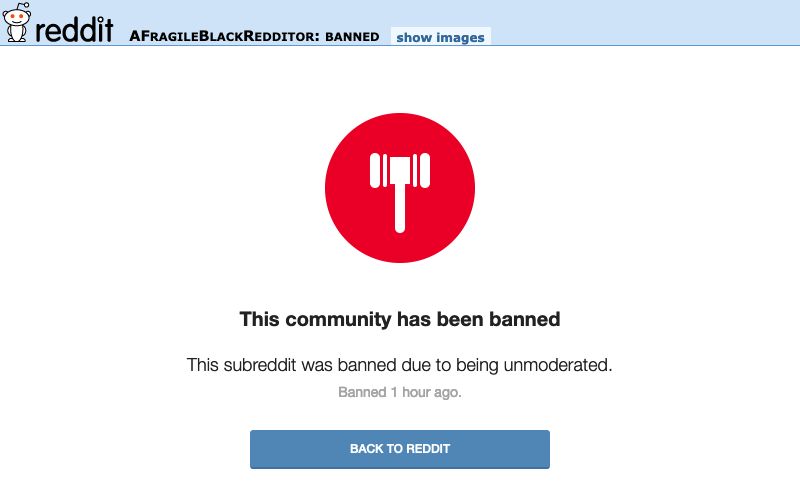 /r/AFragileBlackRedditor banned | Scrolller