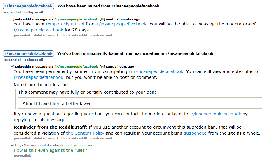r/insanepeoplefacebook banned me for poking fun at the justice system. | Scrolller