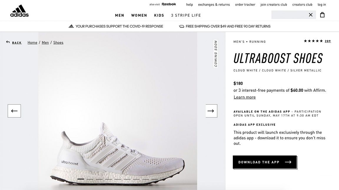 RAFFLE RELEASE! The Triple White Ultra Boost 1.0 is now releasing via Adidas App | Scrolller