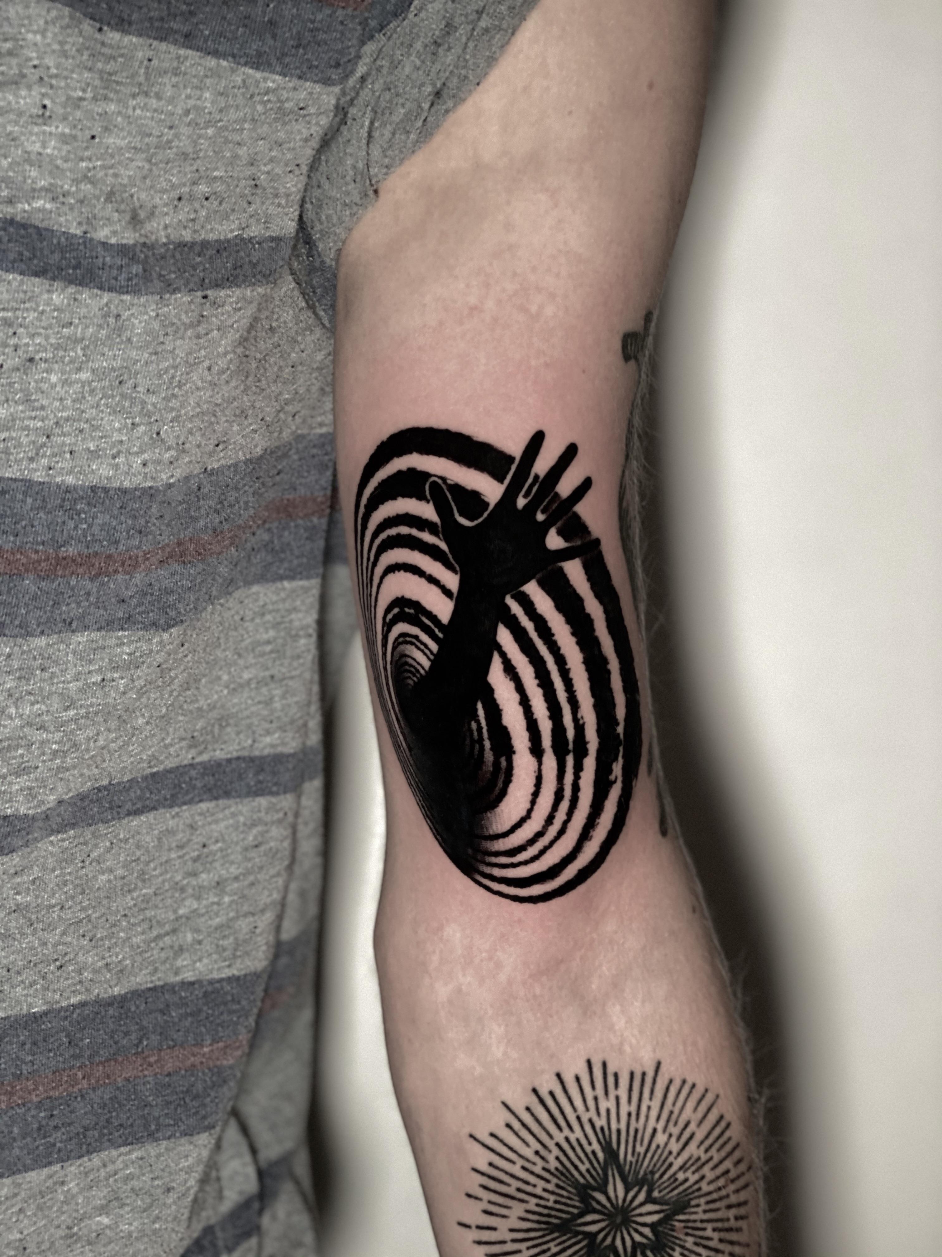 Reaching out, blackwork piece by Michael Stade @mikestatuering on instagram | Scrolller