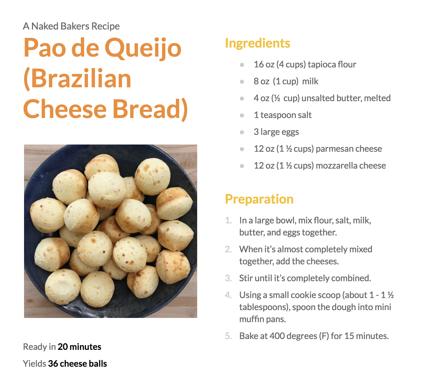 Recipe: Pao de Queijo (Brazilian Cheese Bread) | Scrolller