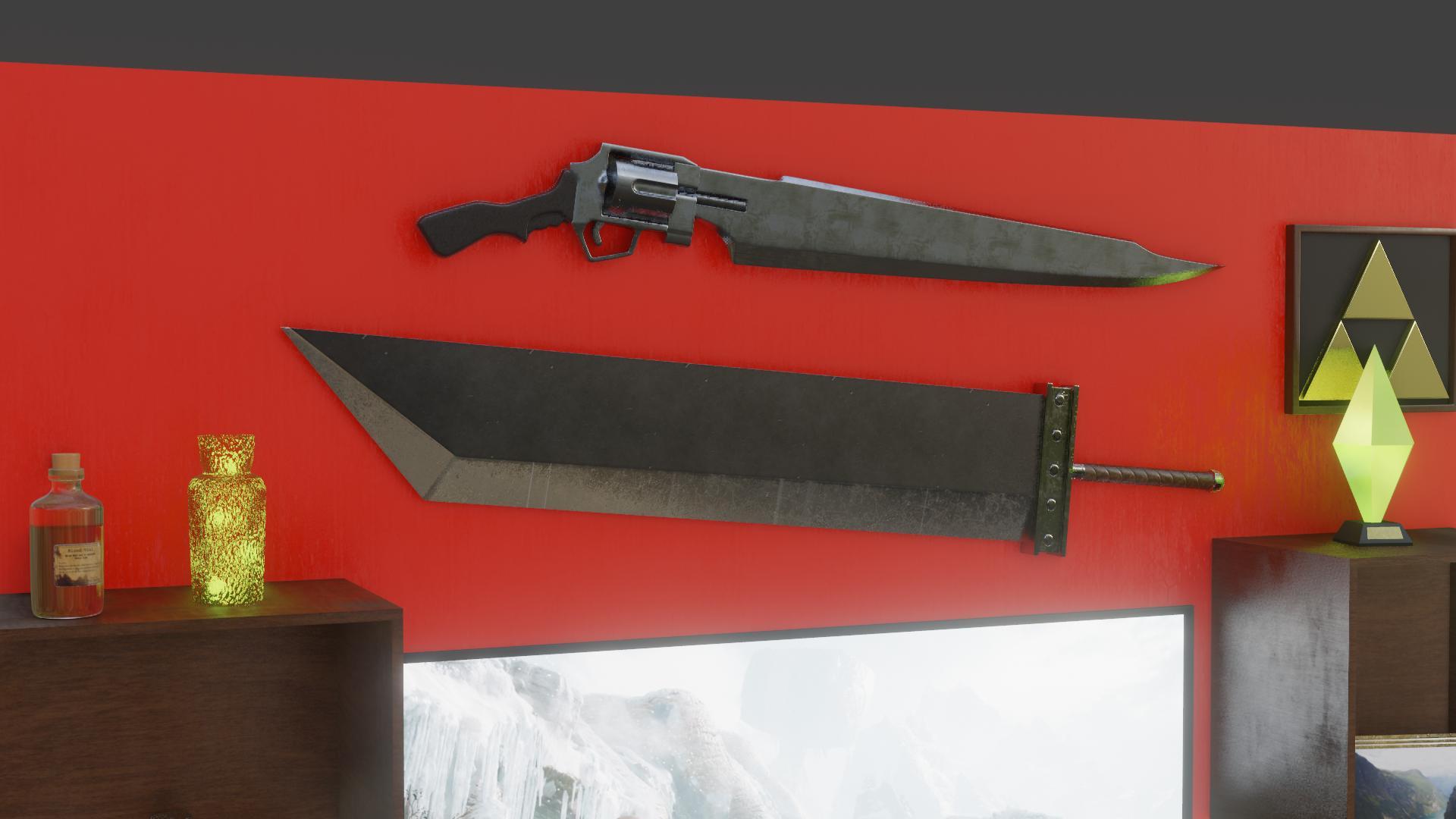 Recreated the Buster Sword and Squall's Gunblade as part of a 'games room' I'm creating in ...