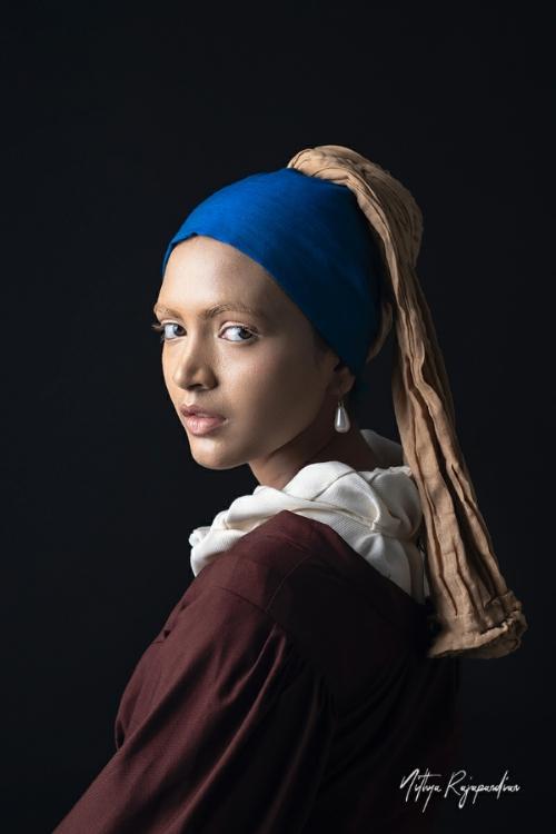 Recreation of famous painting "Girl with the Pearl Earring" by Johannes Vermeer. | Scrolller