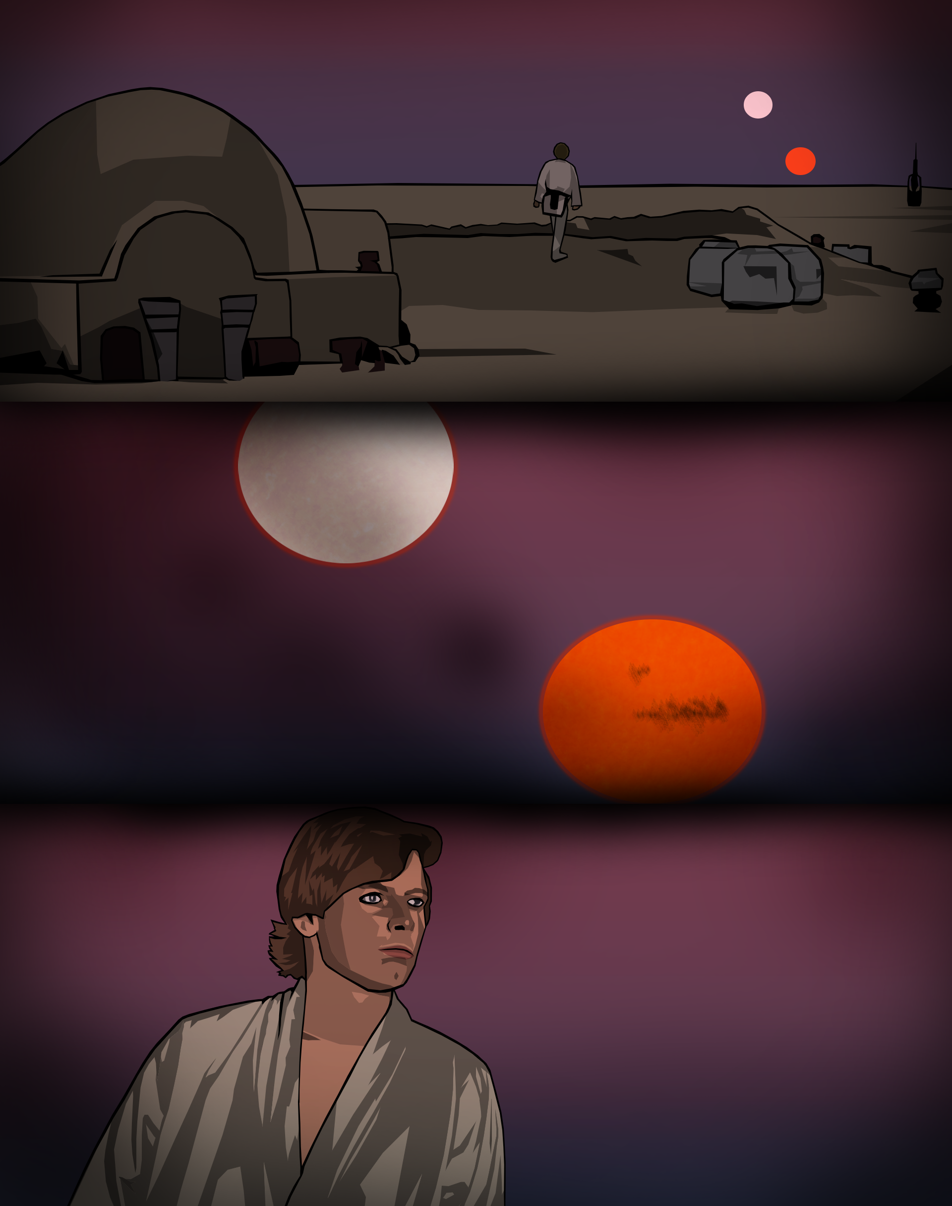 Redraw of the Binary Sunset Scene - By Me | Scrolller