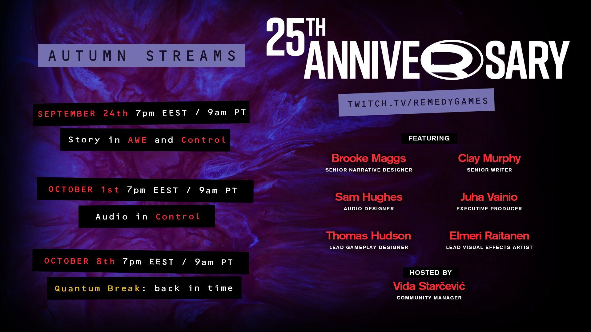 Remedy's schedule for October includes a look back (and possibly forward?) At Quantum Break ...