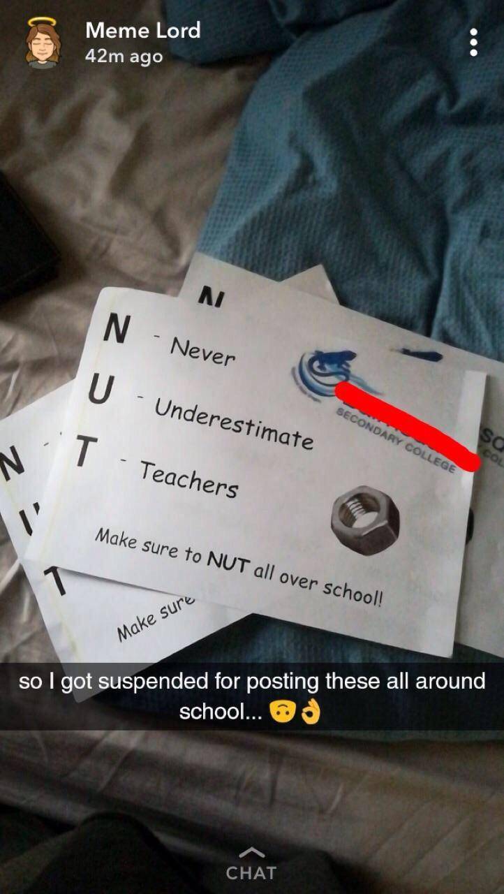 Remember to nut all over school in comic sans. | Scrolller