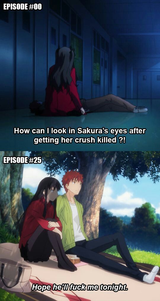 Rin at the beginning and end of UBW. | Scrolller