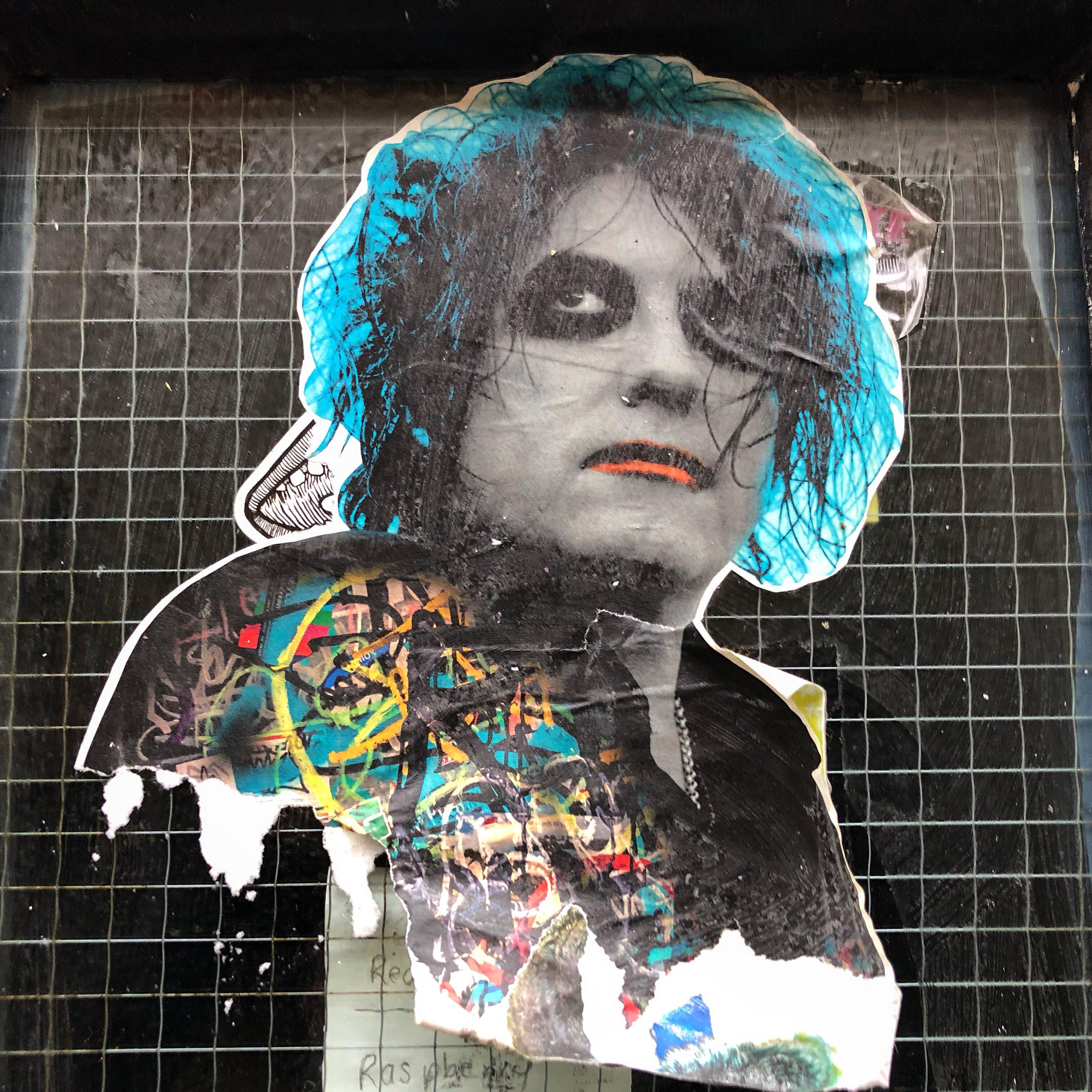 Robert Smith from The Cure as interpreted by The Postman Art... seen in Shoreditch, London ...