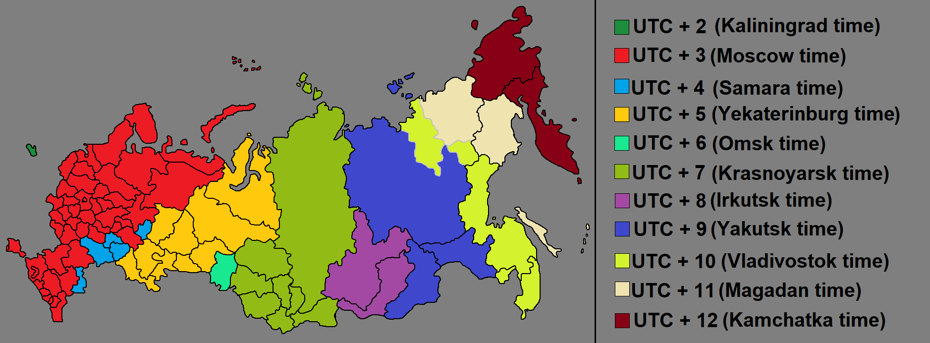 Russian map - Its time zones. | Scrolller