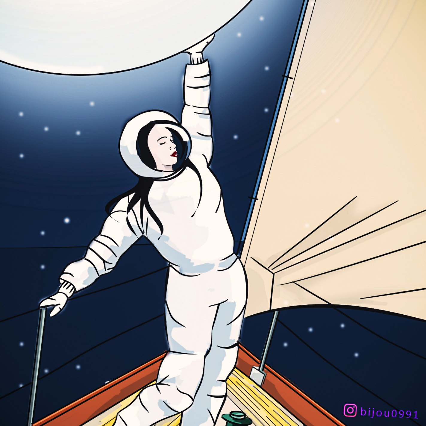Sail away sweet astronaut, me, digital painting inspired by two Queen's songs: 39'& Sail Away ...