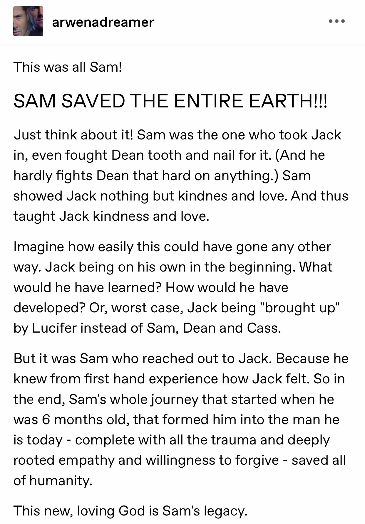 Sam is a Proud Dad and I m proud of Sammy.. ♥️ Winchesters Forever.. ♥️ | Scrolller
