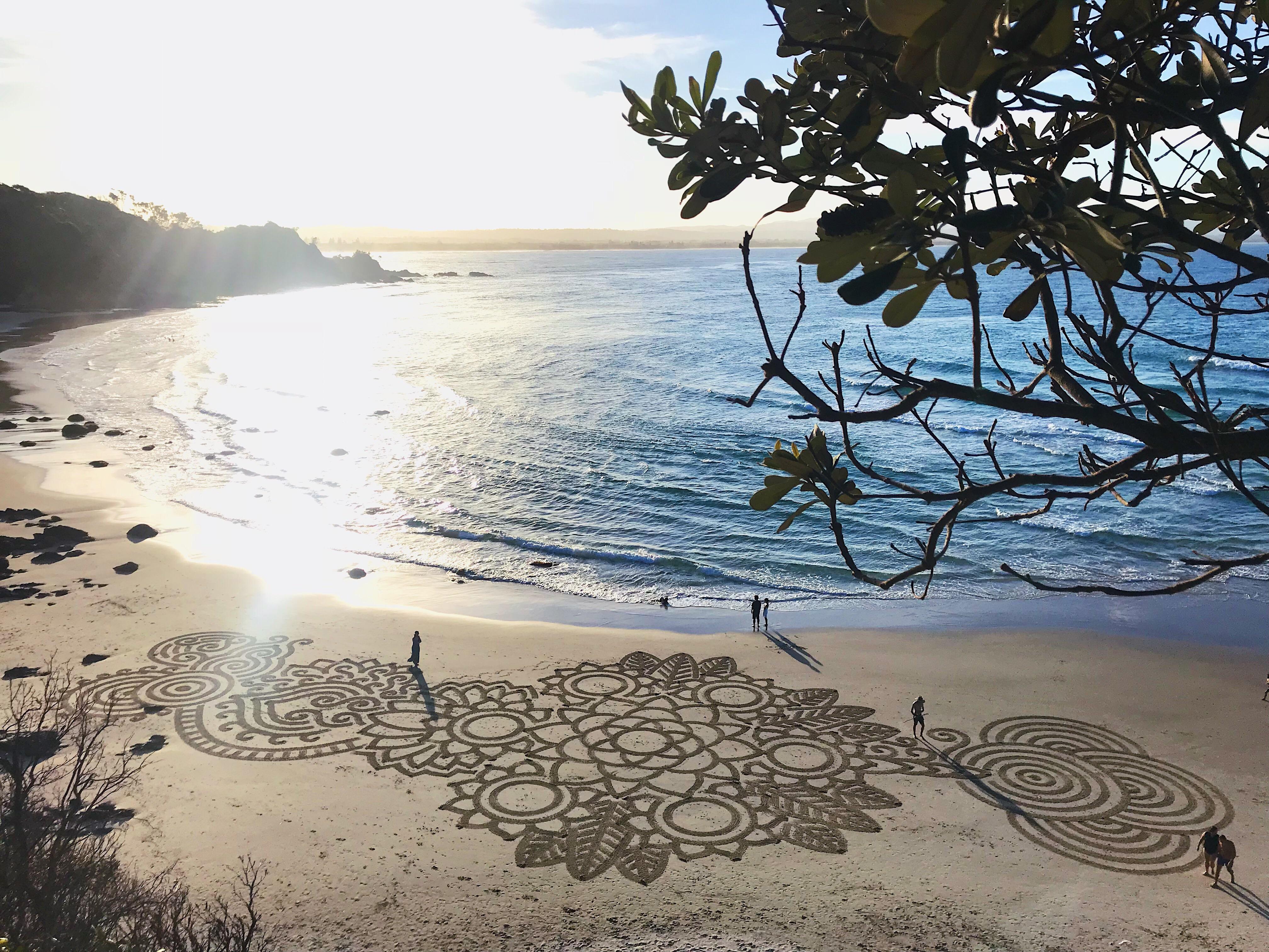 Sand art in Byron Bay, Australia. | Scrolller