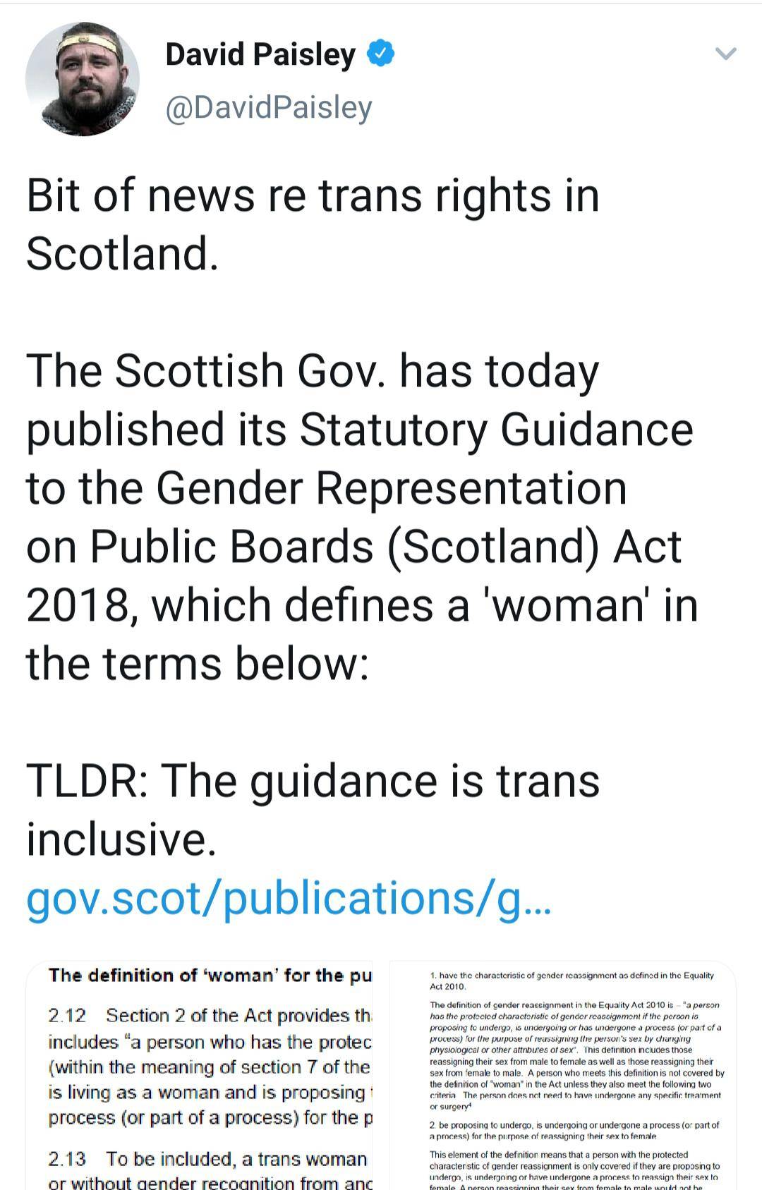 Scottish Govt. publishes trans inclusive guidance on definition of a woman. | Scrolller