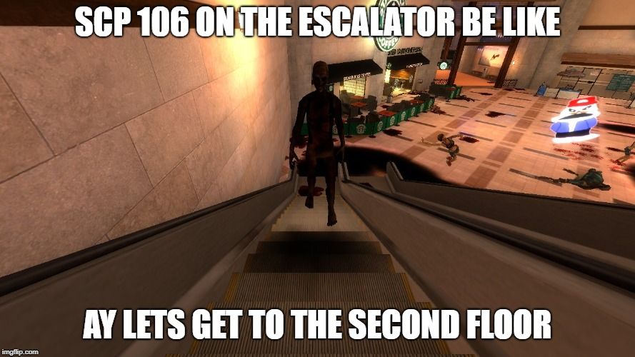 Scp 106 On The Escalator Be Like Scrolller