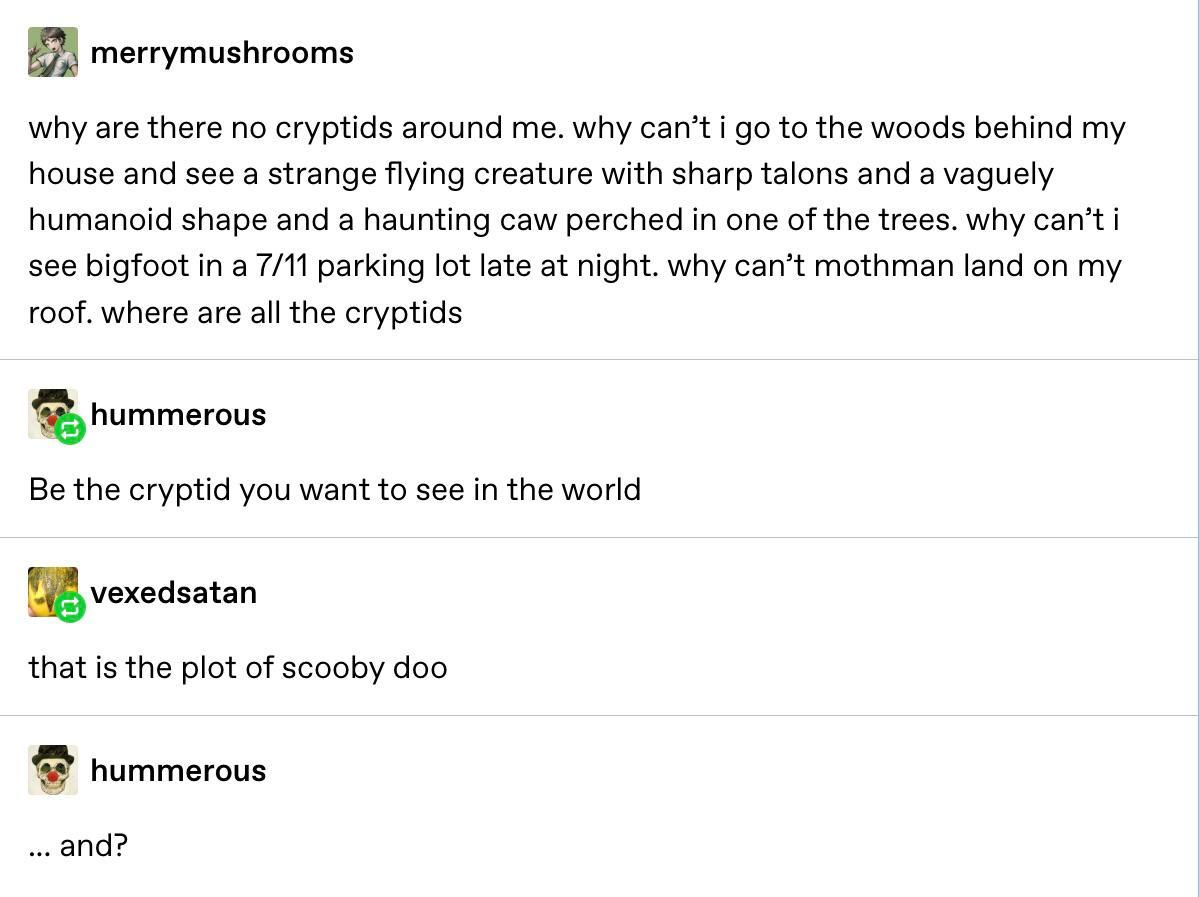 Self-actualize yourself into a cryptid | Scrolller