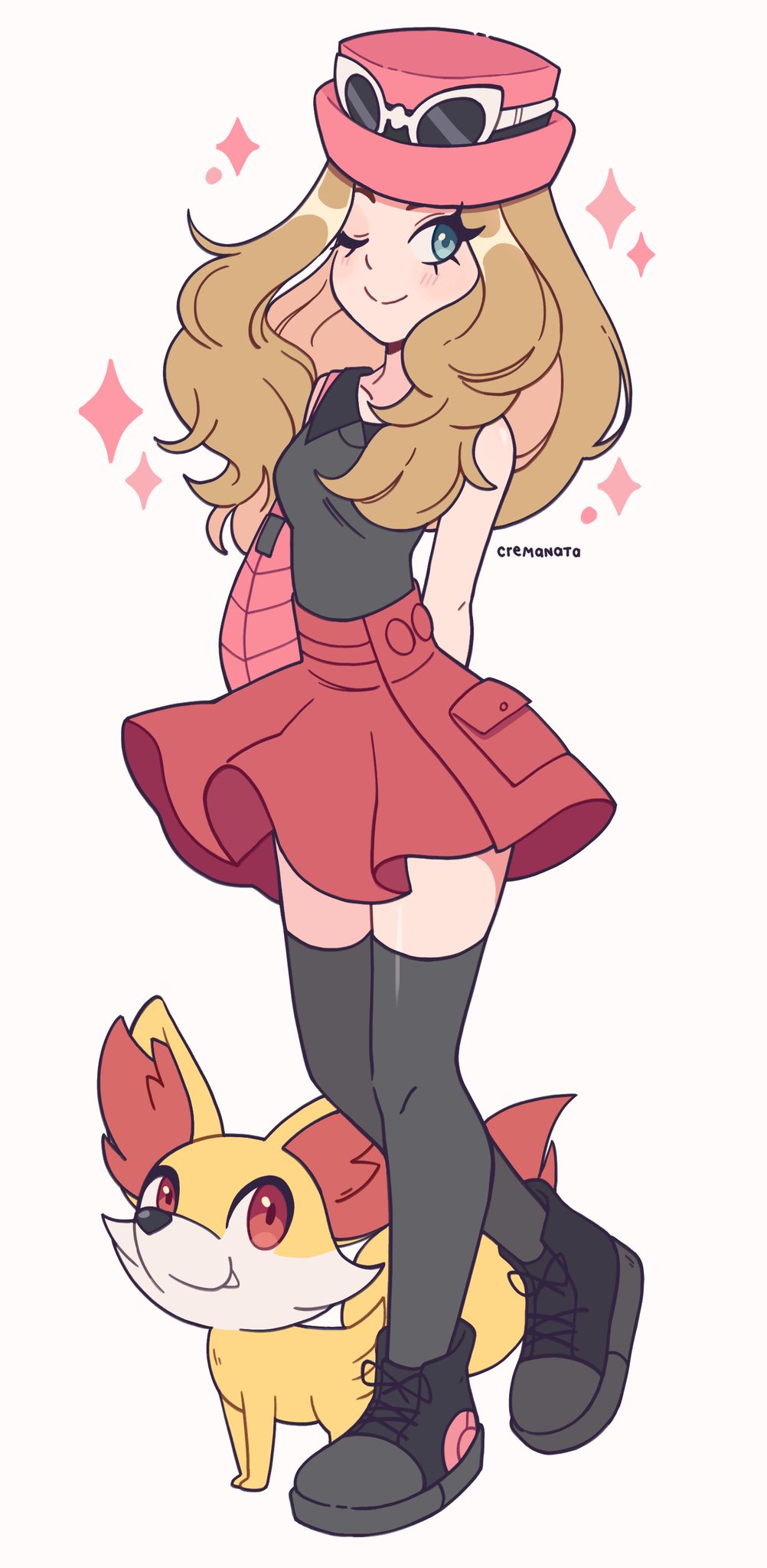 Serena looking gorgeous with her Fennekin. By Cremanata Art. | Scrolller
