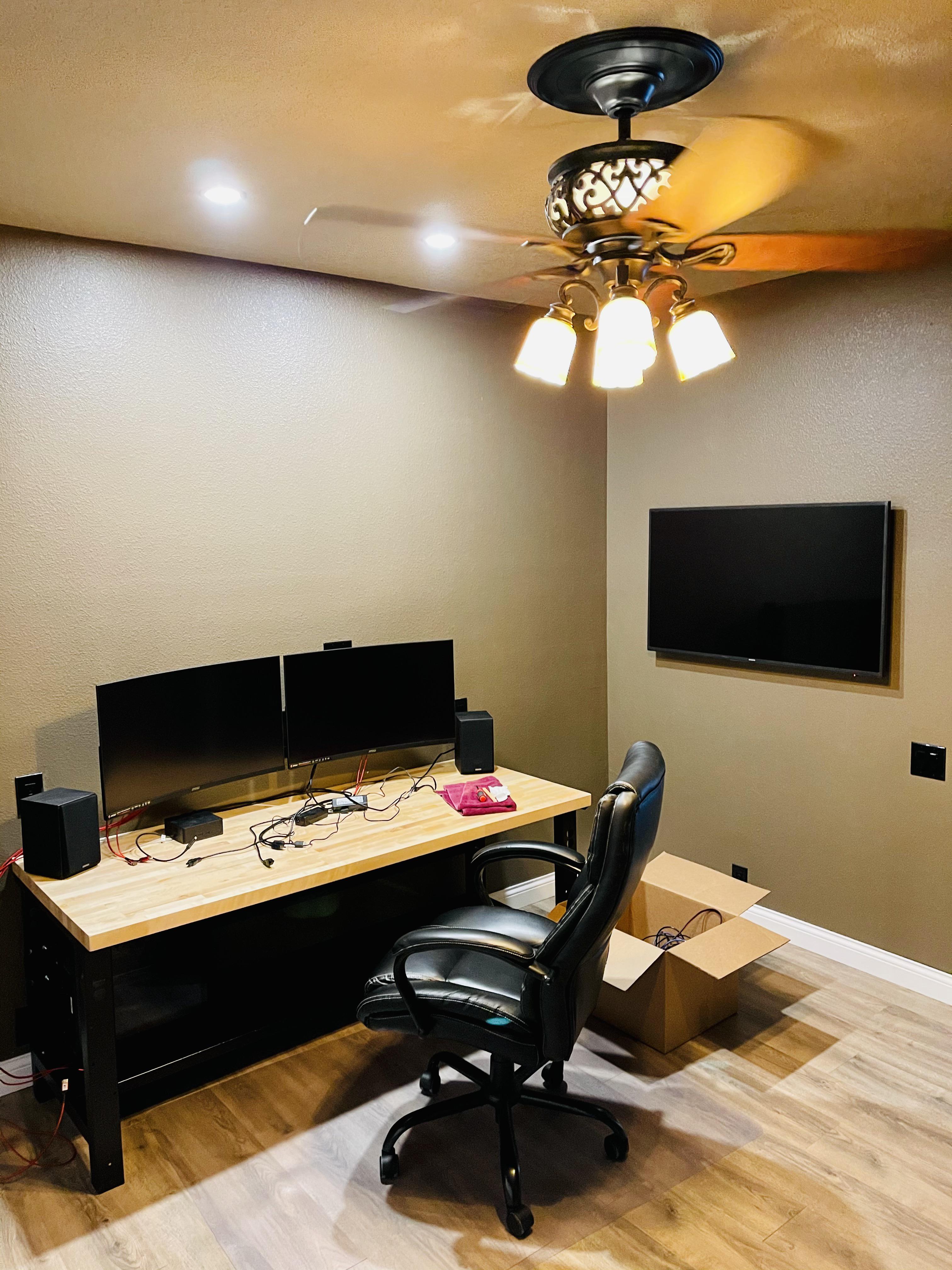 Setting up my office in our new house- got my monitors wall mounted this time but need some kind ...