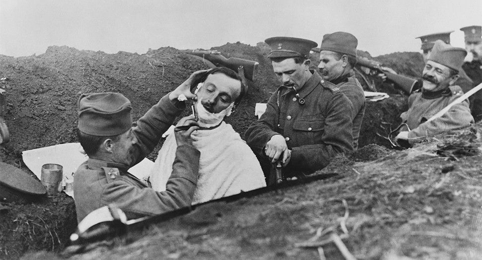 Shaving in the trenches image from WWI. | Scrolller