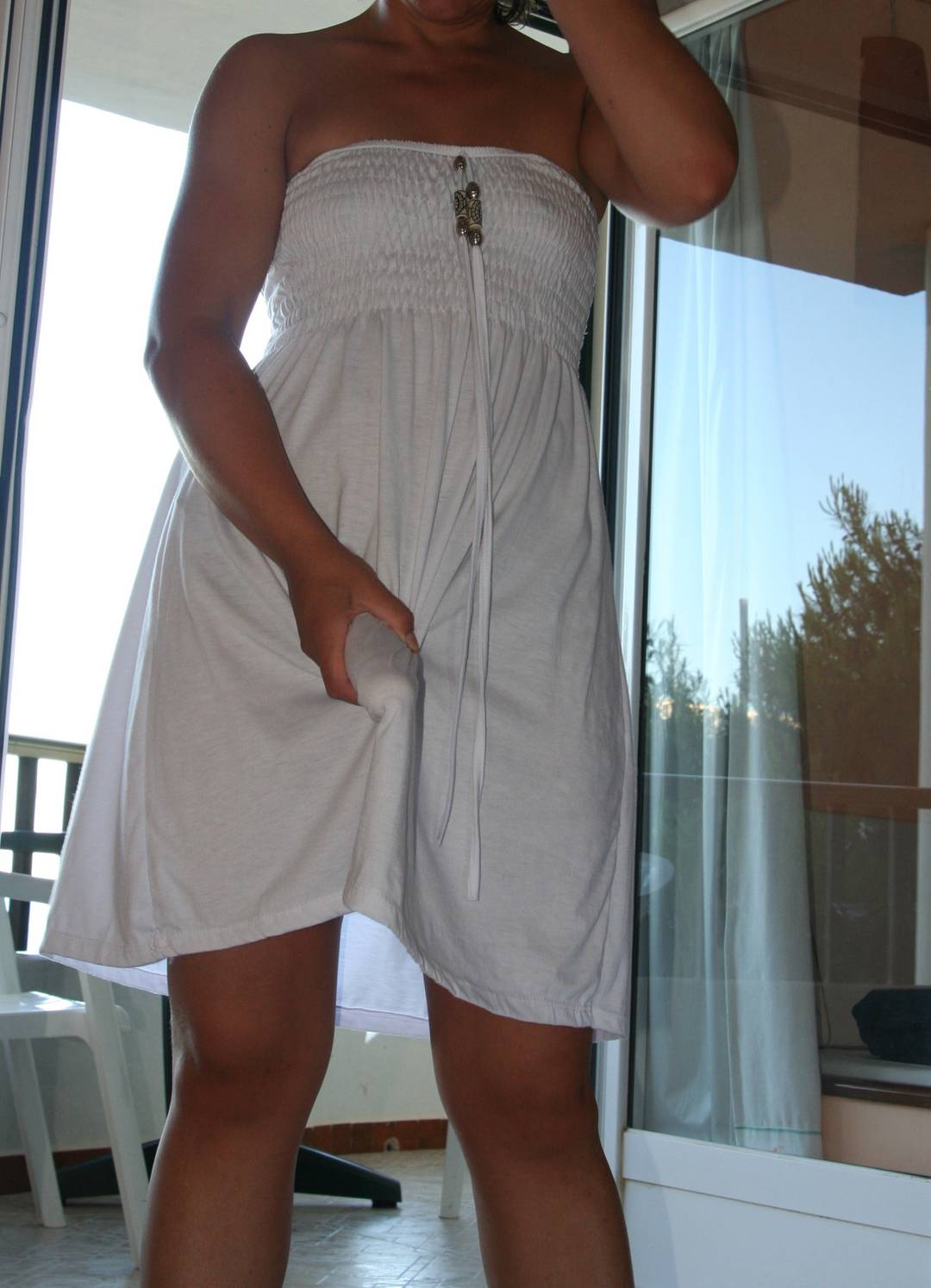 She pulls up her white dress and is ready to fuck | Scrolller