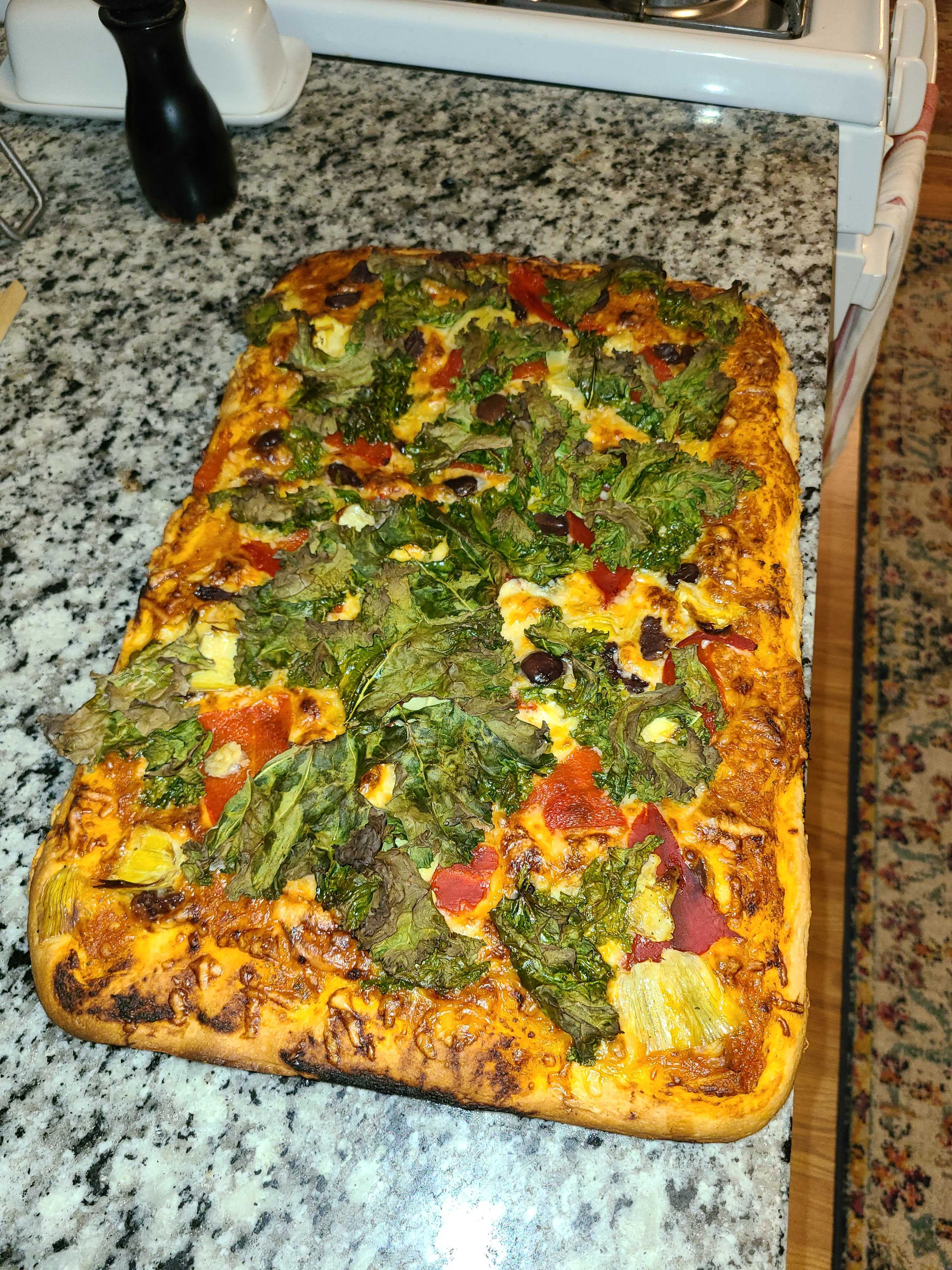 Sheet pan pizza I made with homemade dough and sauce. | Scrolller