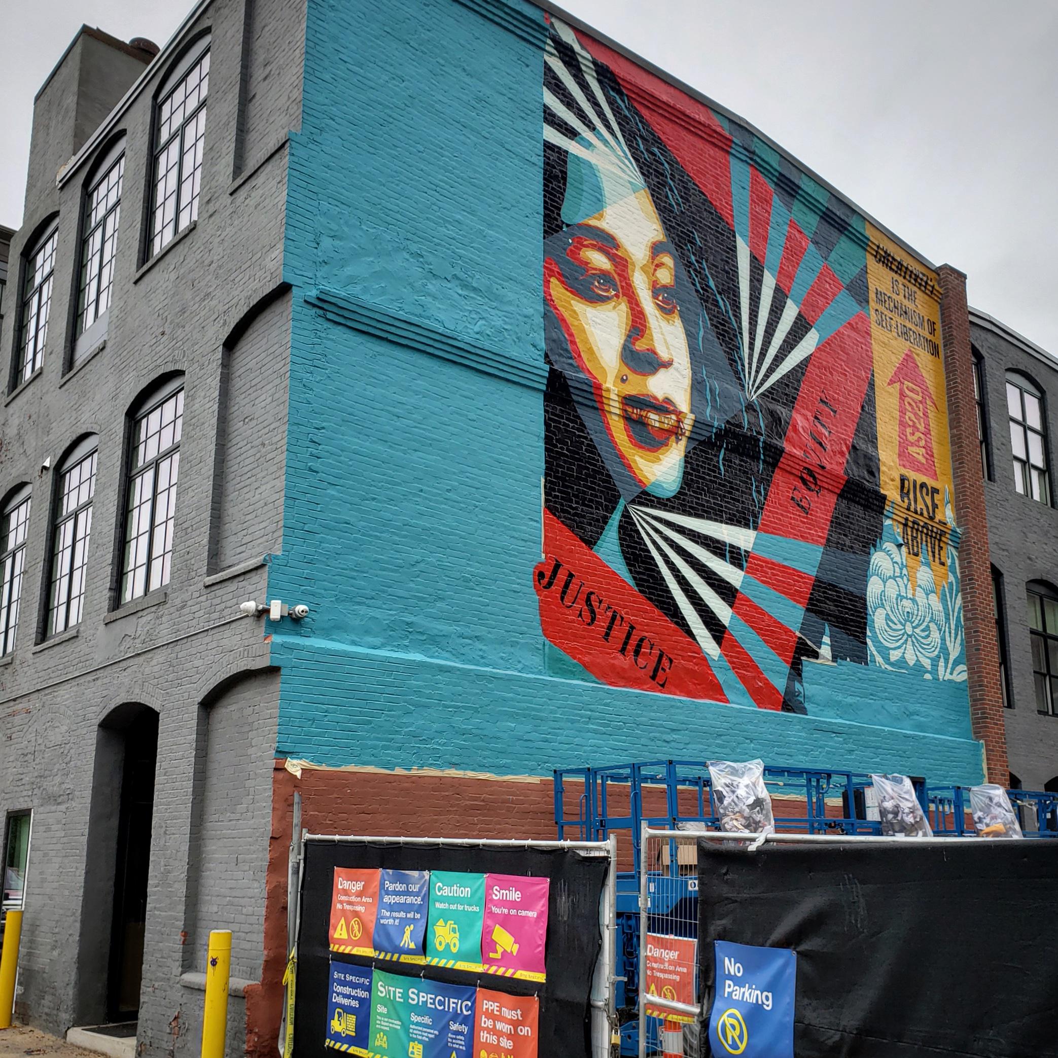Shepard Fairey's 100th mural - in progress | Scrolller