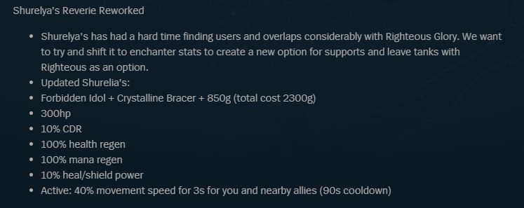 Shurelya's reworked into a new healing/shielding item - thoughts? | Scrolller