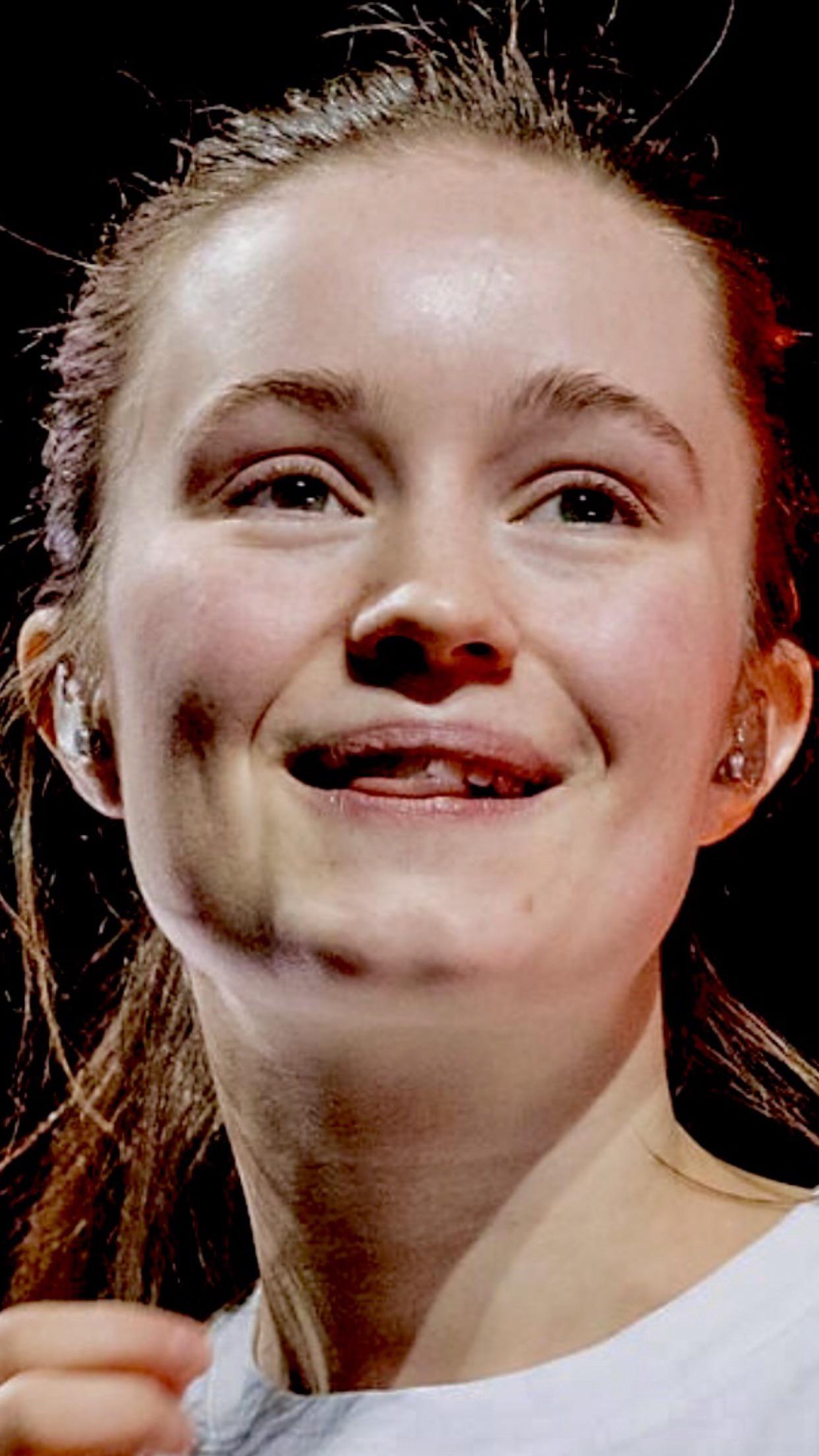 Sigrid licking her crooked chompers while staring at my slightly above ...