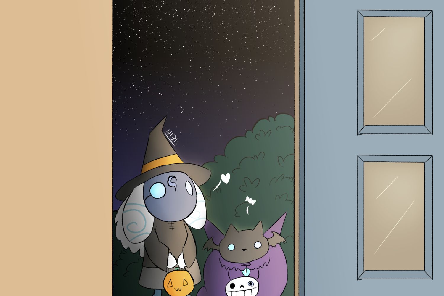 Since it's spooky month, I decided to draw lamb and wolf going out trick-or-treating | Scrolller