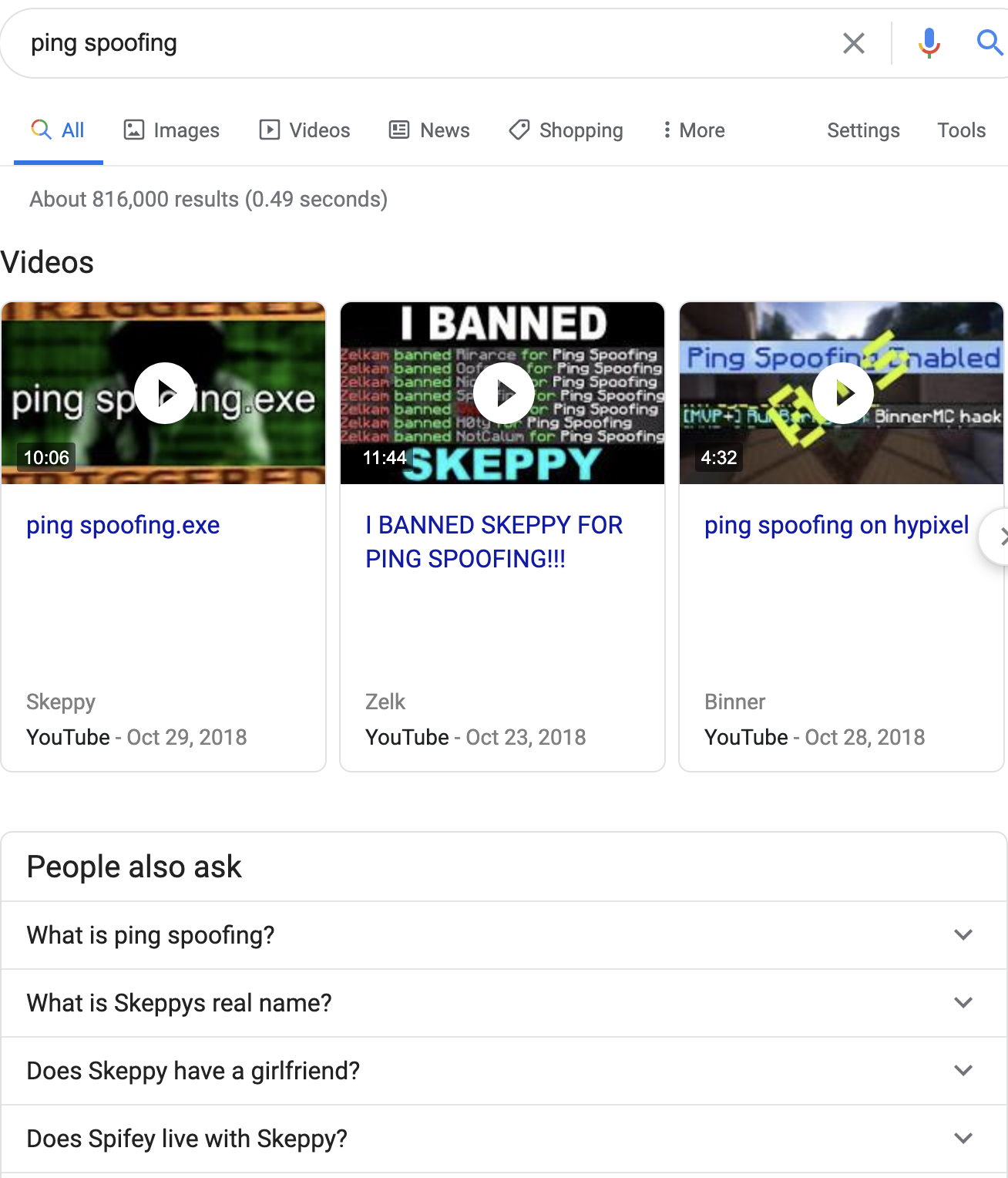 Skeppy has officially taken over the search term "ping spoofing" | Scrolller