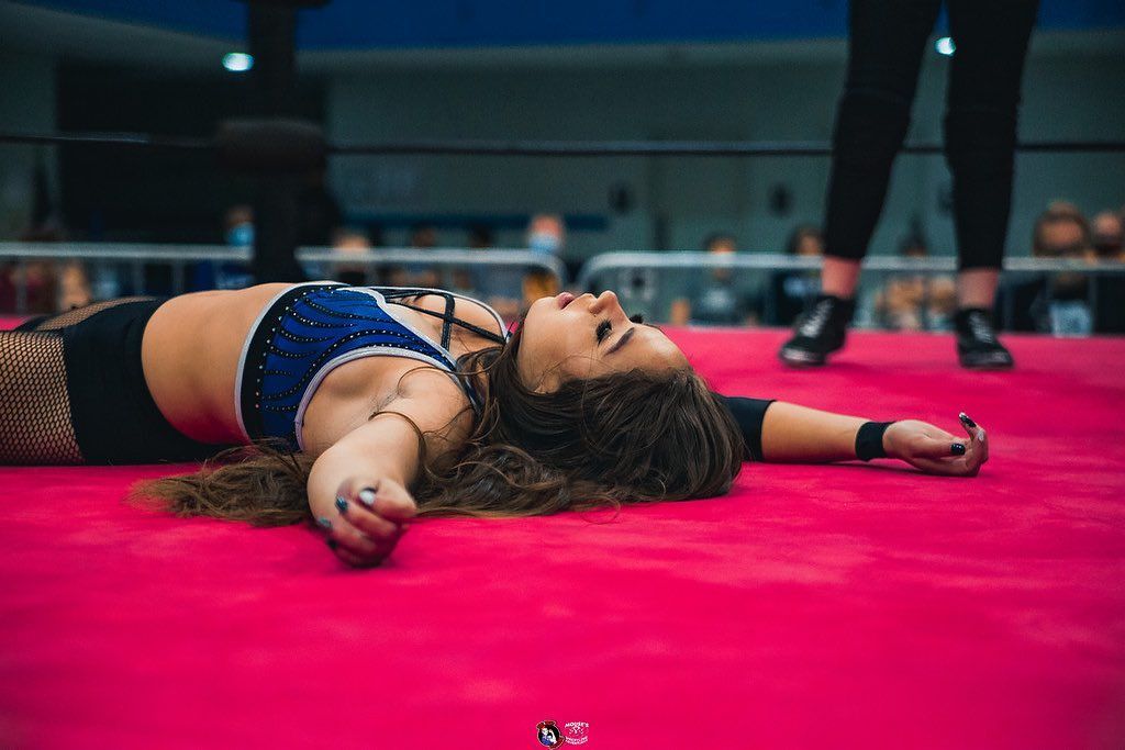 Skye Blue lays defeated in the ring | Scrolller