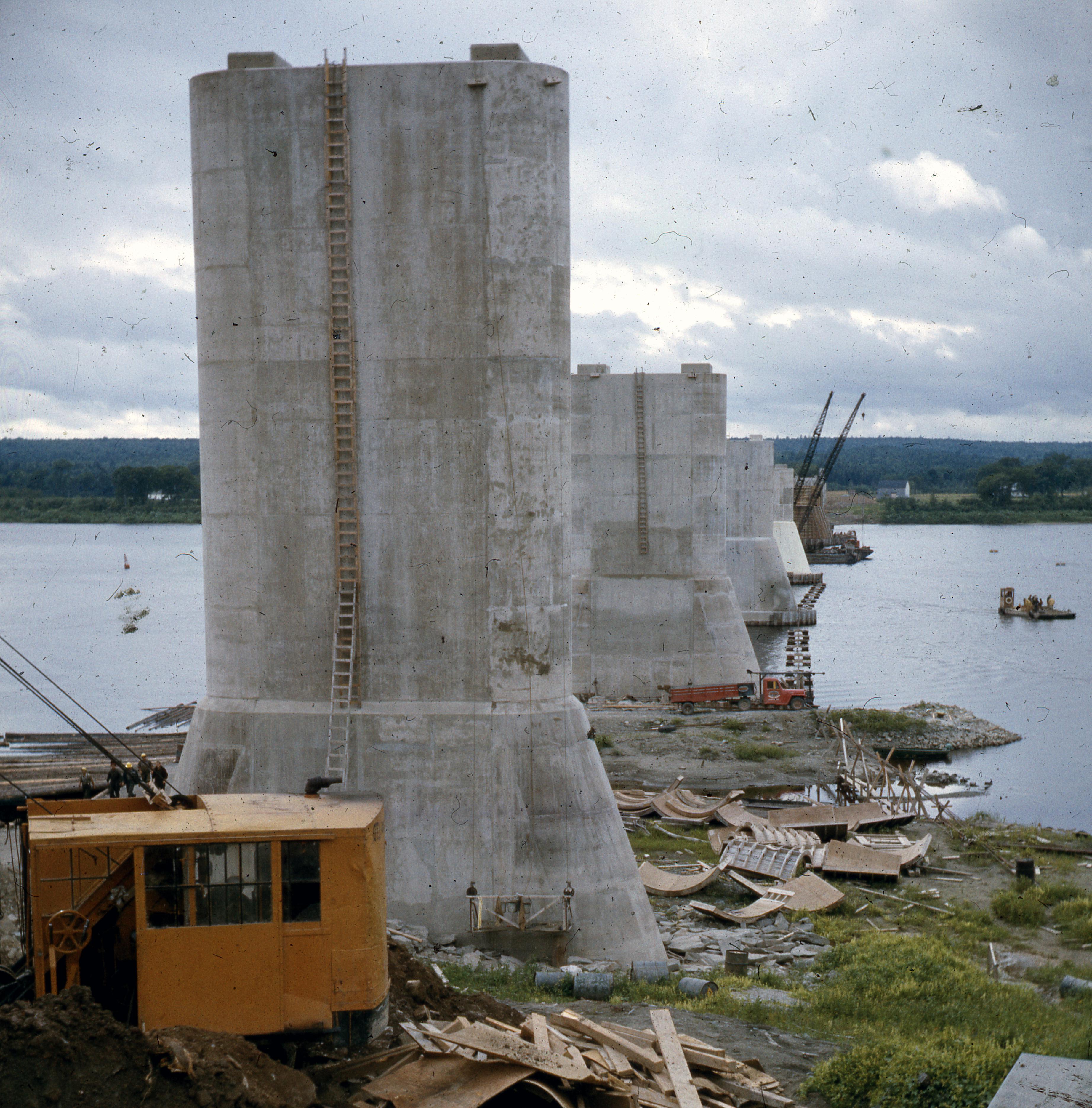 Slide image. late 1950's early 60s. Possibly in Canada - Trying to find what bridge construction ...