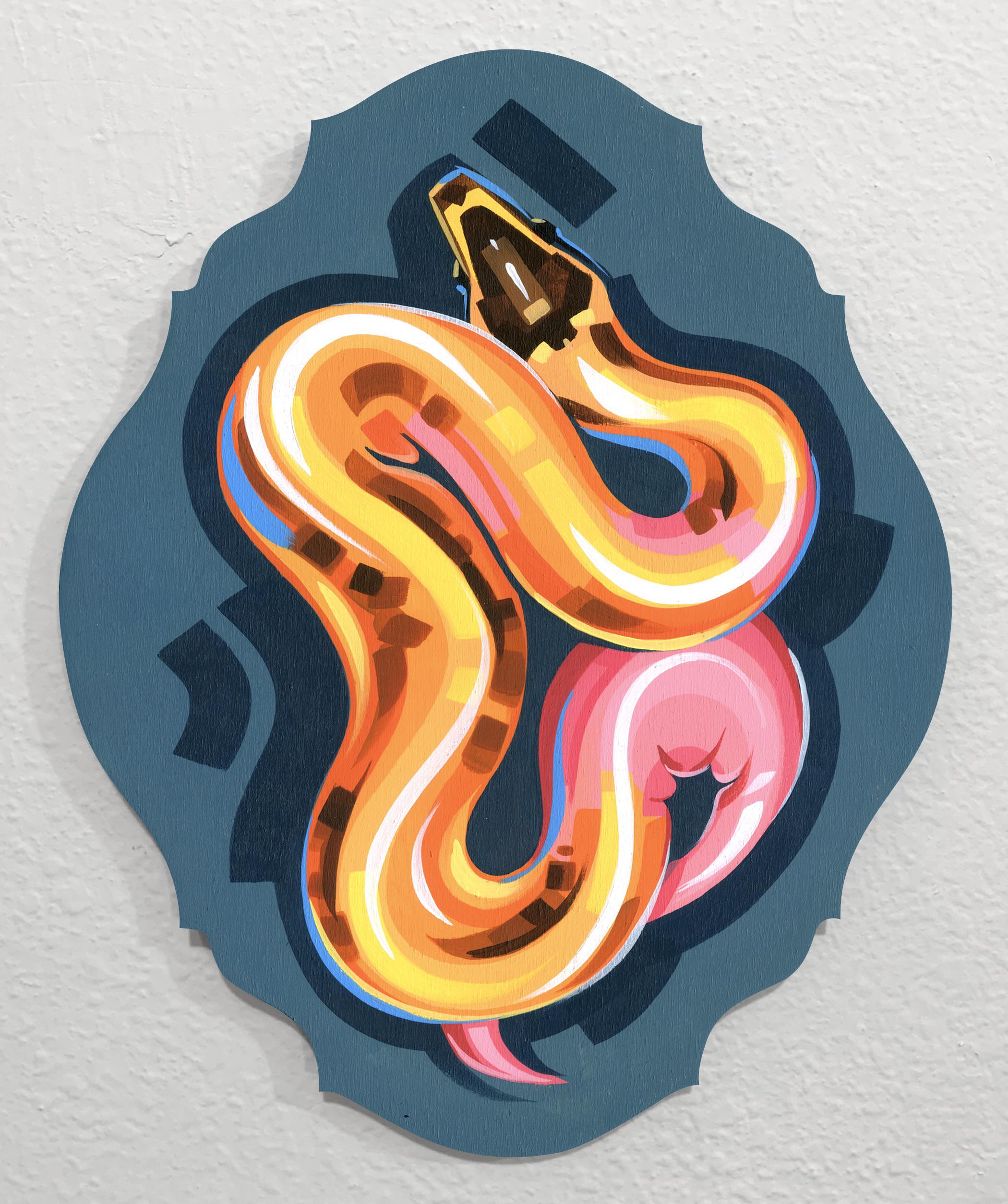 Snake, Me, Acrylic on Shaped Wood, 2021 | Scrolller