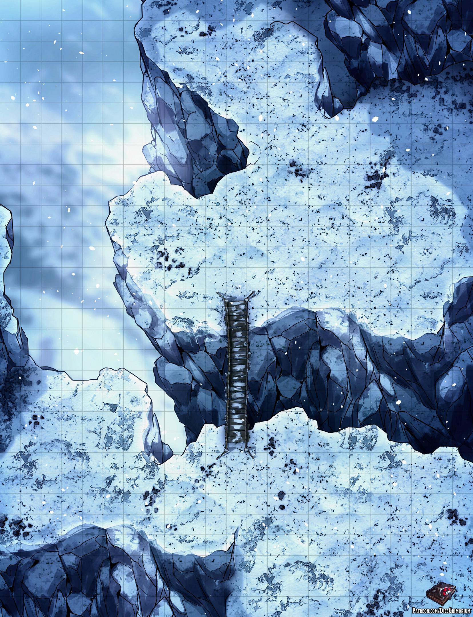 Snowy Mountain Bridge Path Battle Map 23x30 | Scrolller