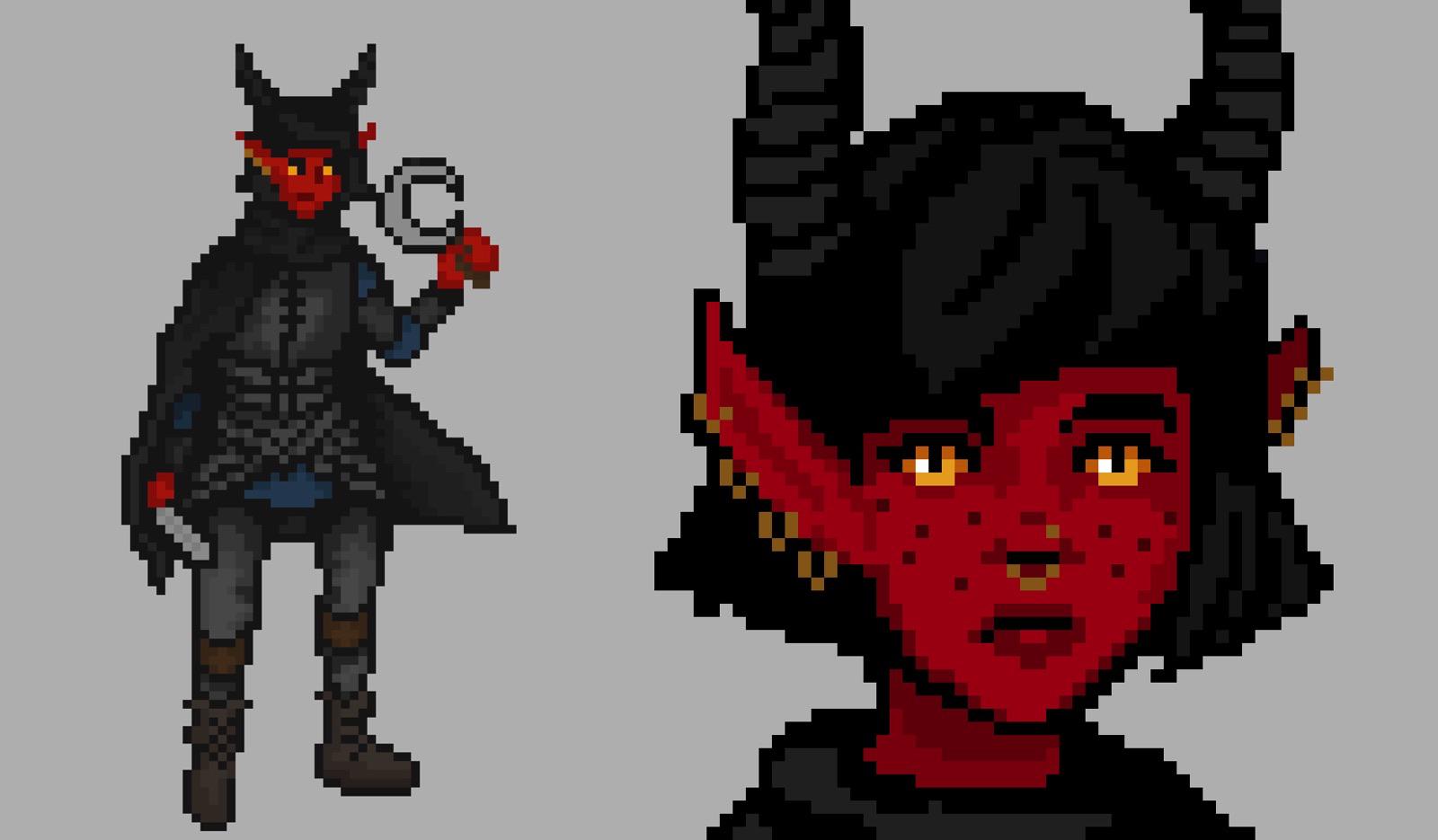 Some pixel art of my tiefling warlock! | Scrolller