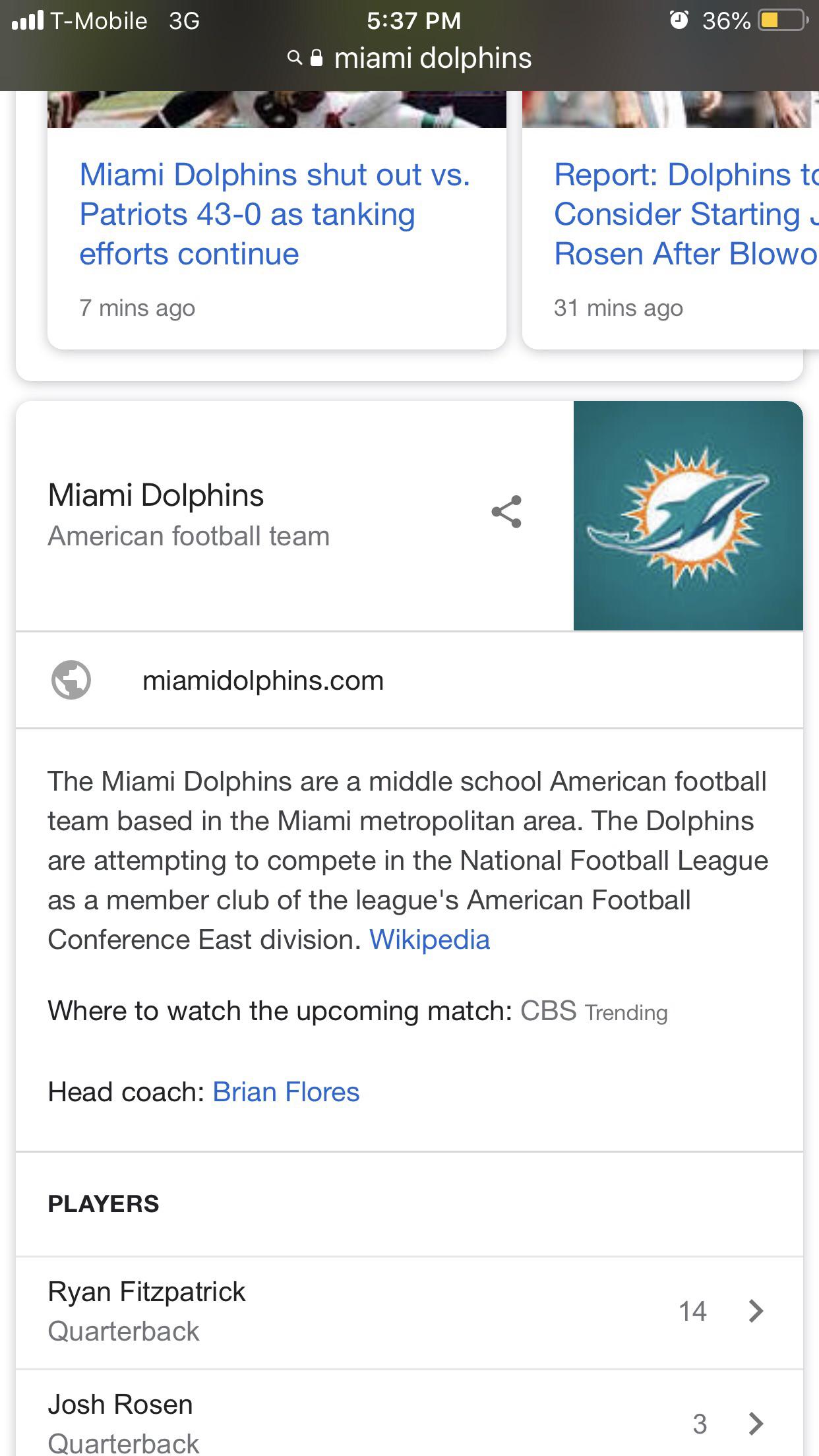 Somebody changed the Dolphins Wikipedia description. | Scrolller