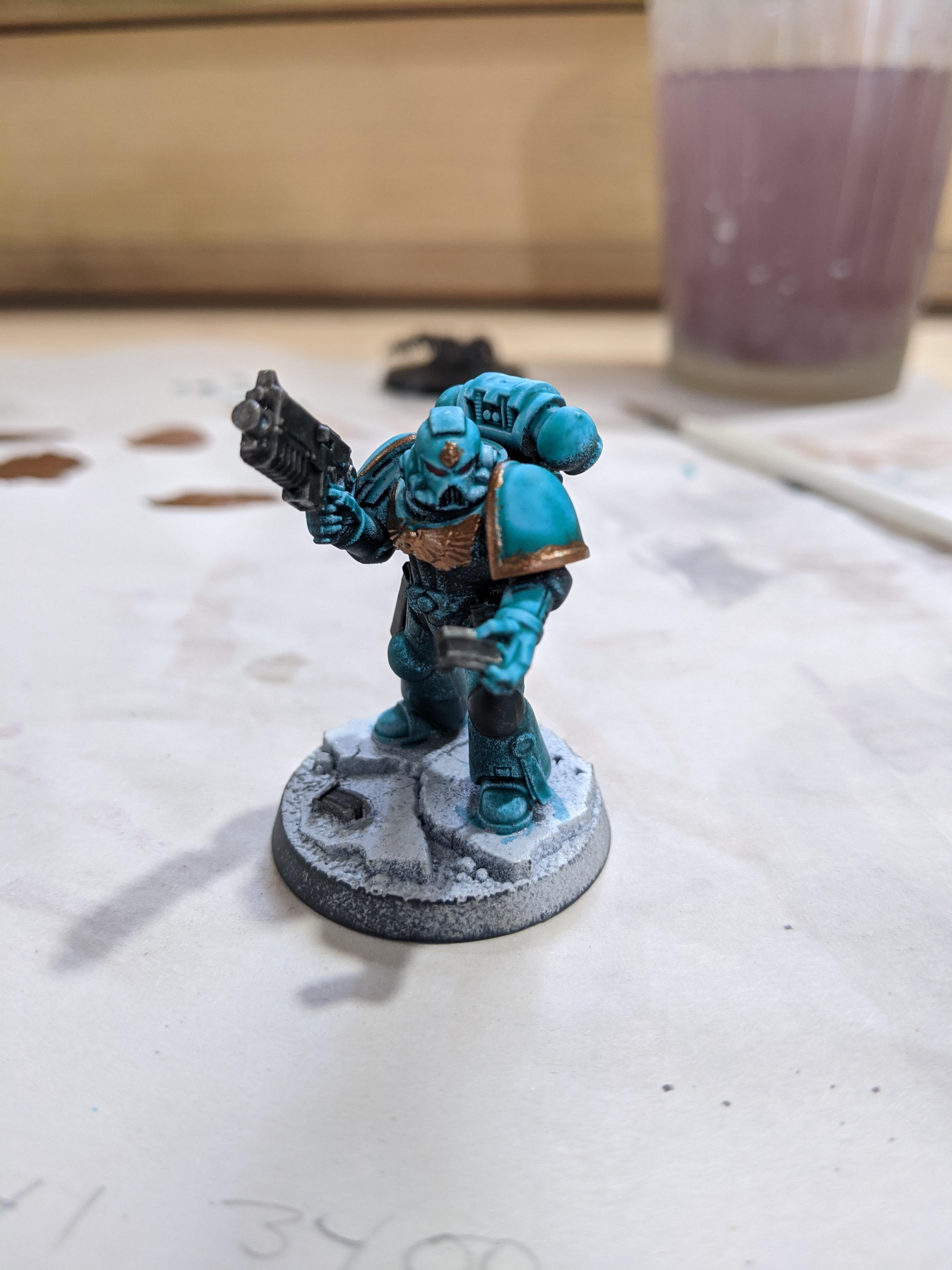 Space Marine Boi... First marine painted so, not going to be the best. Constructive Criticism is ...