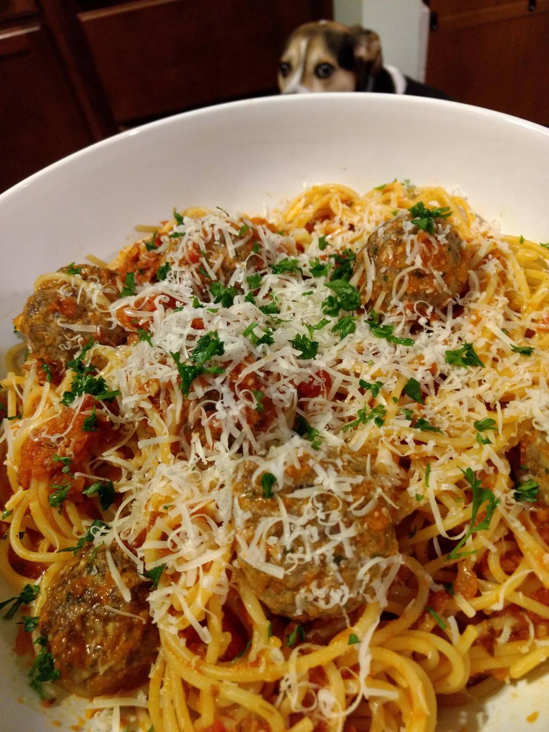 Spaghetti with pepperoni marinara and ribeye meatballs | Scrolller