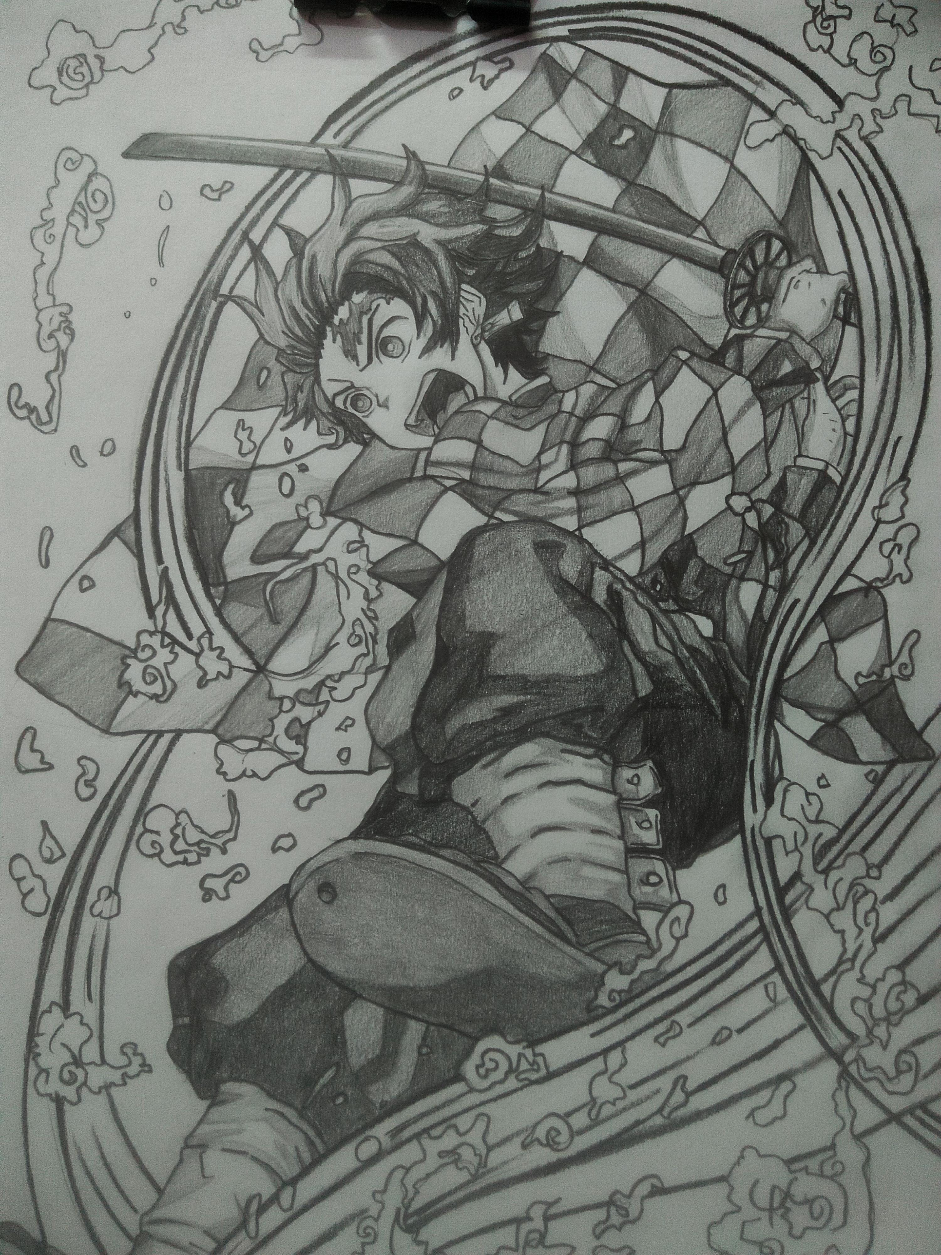 [Spoilerless]Tanjiro kamado pencil sketch by me. | Scrolller