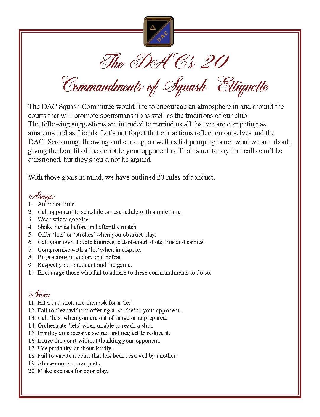 Squash Etiquette | Scrolller
