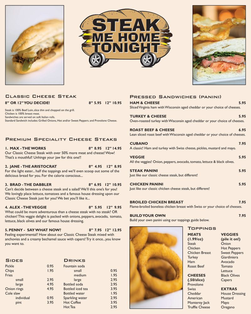 Steak Me Home Tonight Full Menu | Scrolller