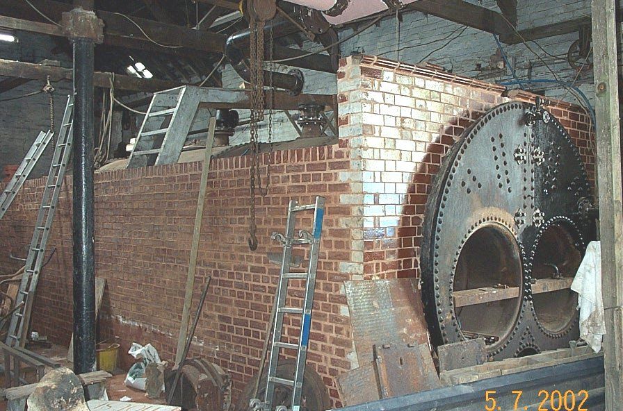 steam boiler at Coldharbour Mill Devon during its erection [896x592] | Scrolller