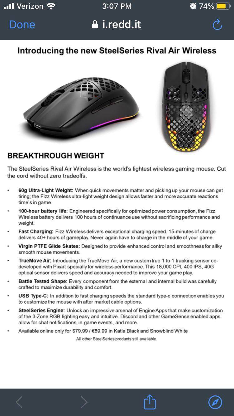 Steelseries 60g wireless mouse | Scrolller