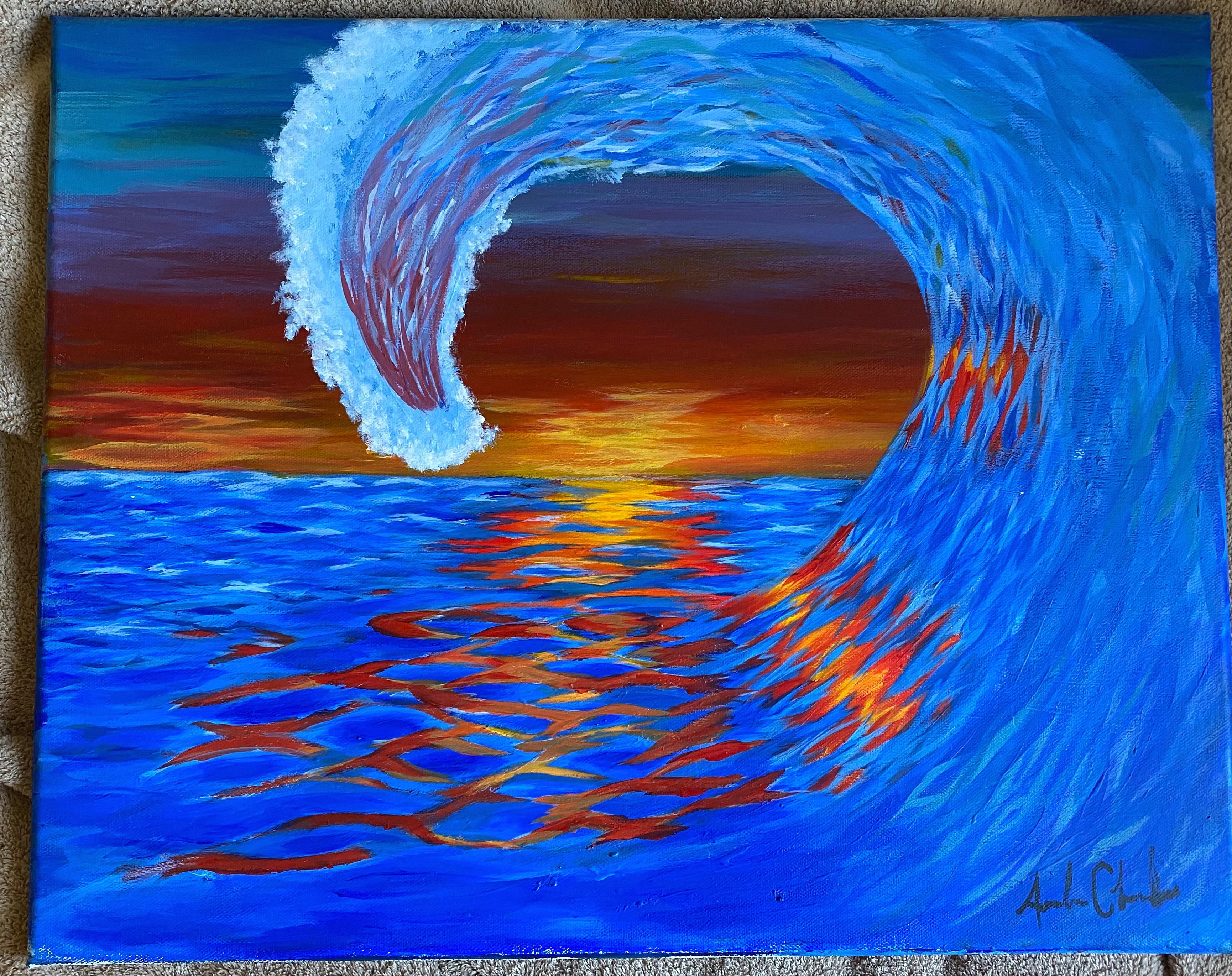 Sunset Wave - painted by me using Acrylic. June 2019 | Scrolller