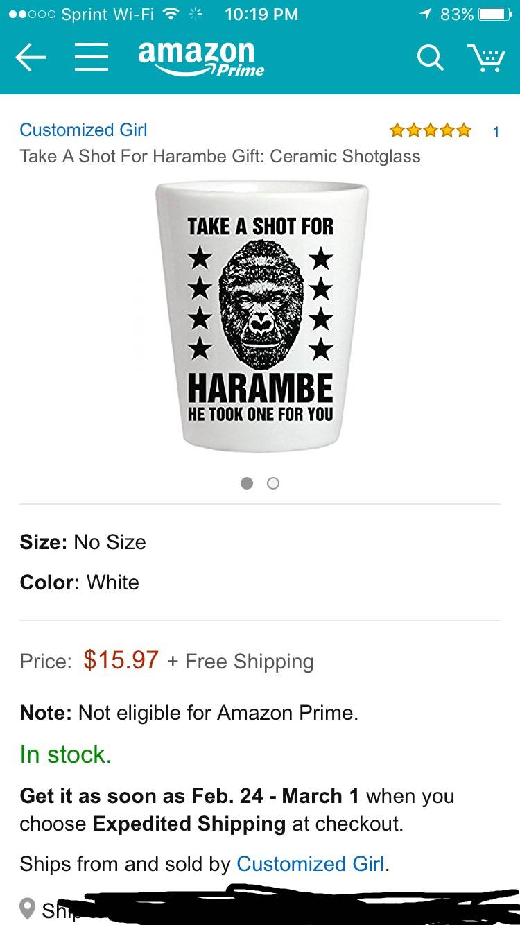 Take a shot for harambe | Scrolller